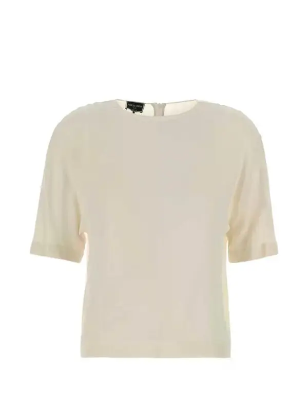 Giorgio Armani Georgette Short-sleeve Silk Blouse - White