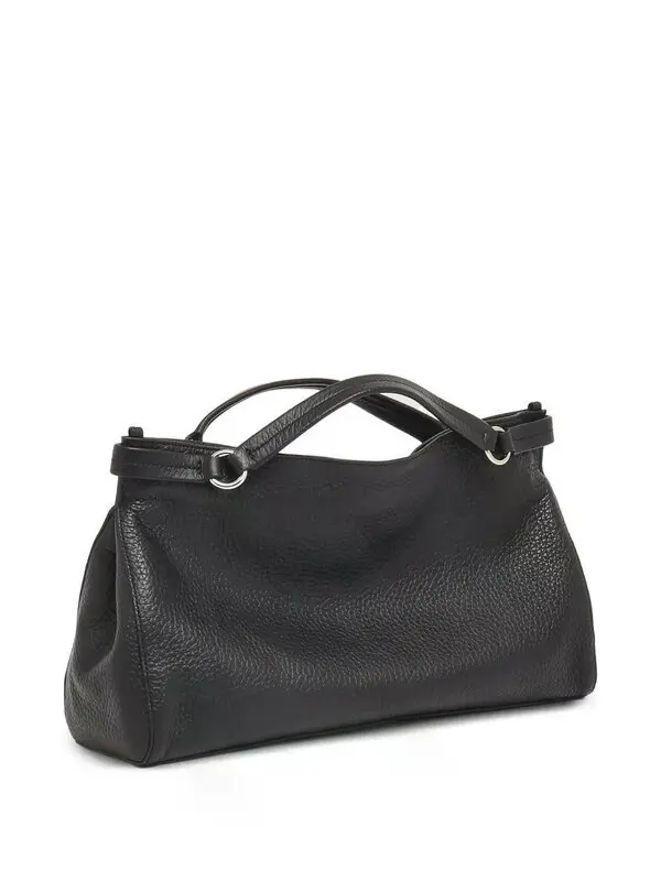 Orciani Midi Virgo Leather Tote Bag - Black