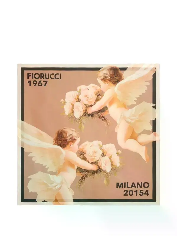 Fiorucci Bouquet Angels-print Silk-blend Scarf - Neutrals