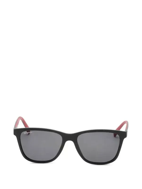 FERRAGAMO Matte Finish Square Frame Sunglasses - Black