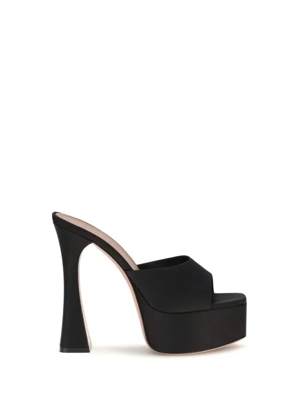 Amina Muaddi Dalida Satin Sandals - Black