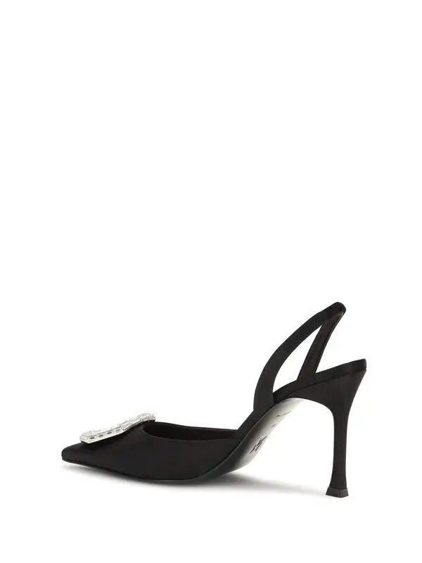 Amina Muaddi Camelia Satin Slingback Pumps - Black