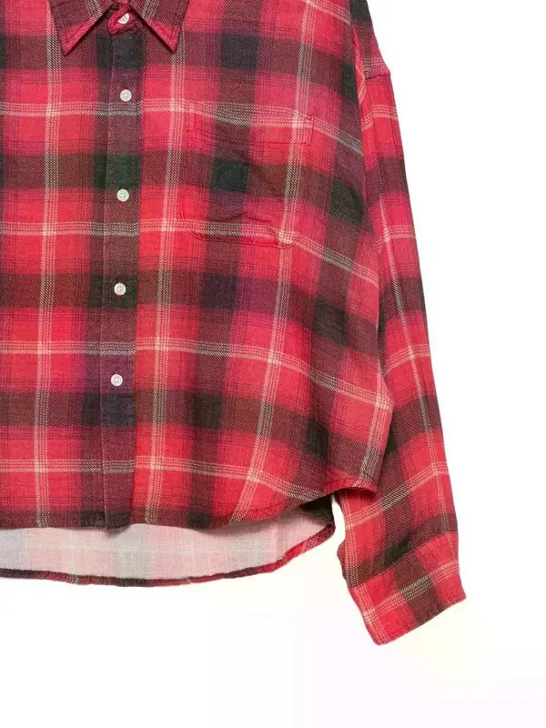 Denimist Plaid Pattern Cropped Shirt