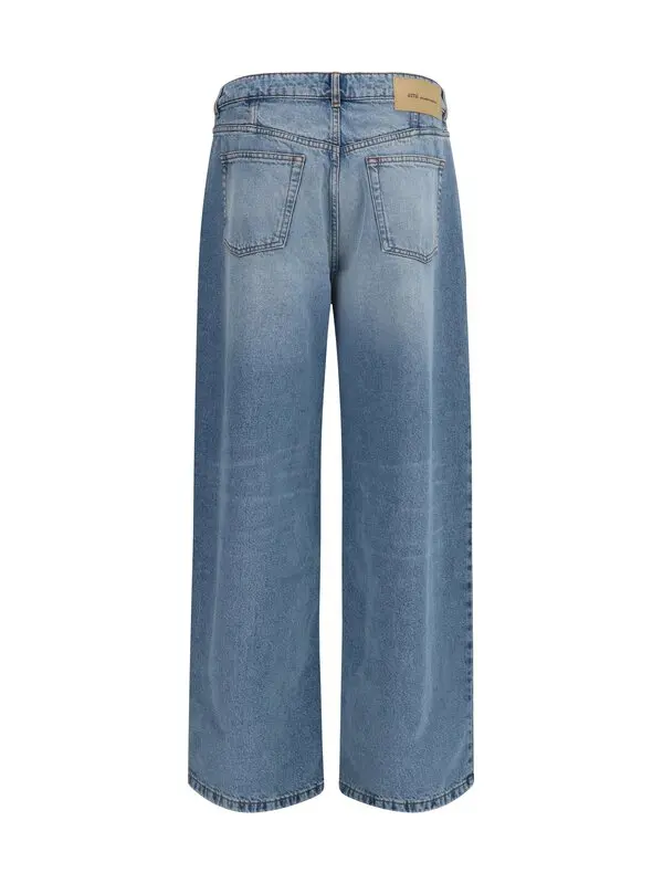 AMI Paris Cotton Wide-leg Jeans - Blue