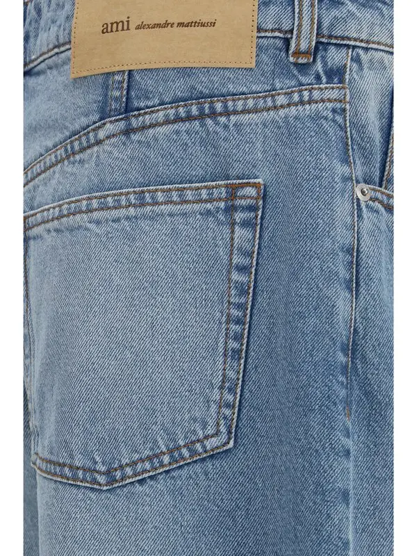 AMI Paris Cotton Wide-leg Jeans - Blue