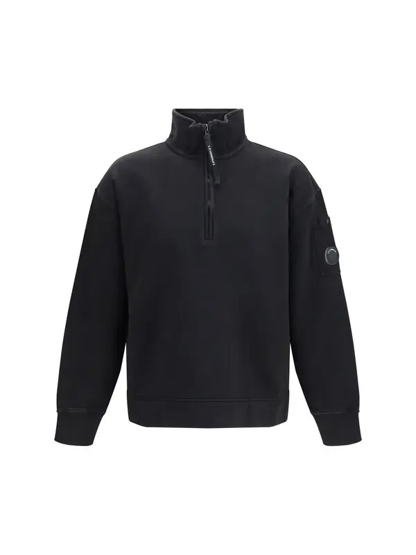 C.P. COMPANY Brushed And Sueded Diagonal-weave Cotton Fleece Sweatshirt - Black