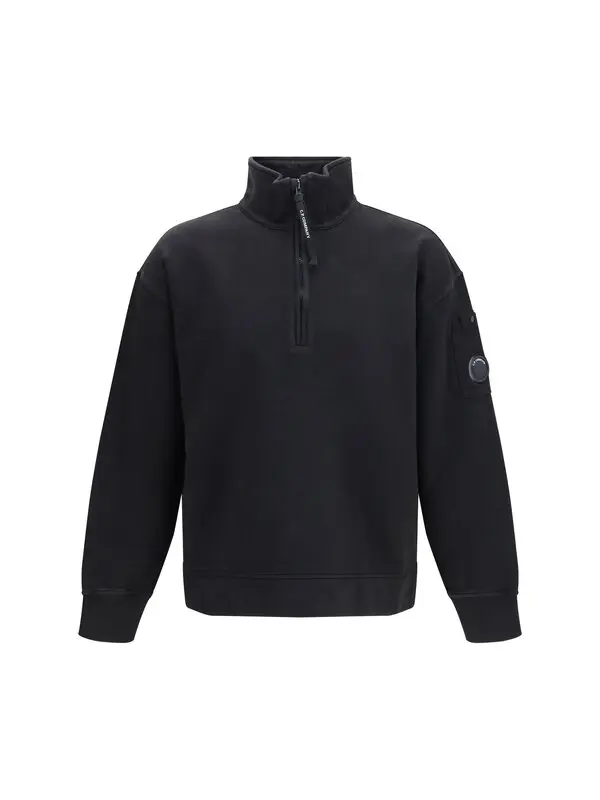 C.P. COMPANY Diagonal-weave Cotton Fleece Sweatshirt - Black