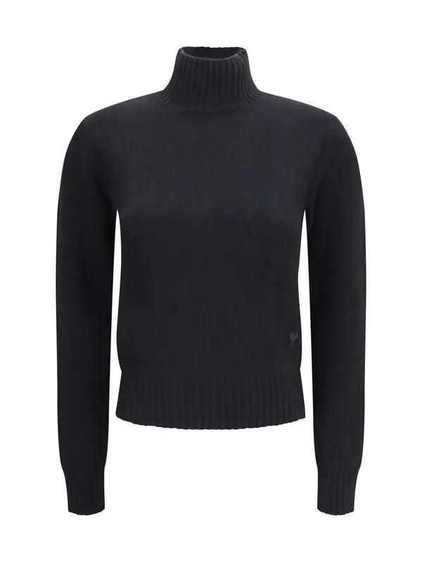 AMI Paris De Coeur Turtleneck Sweater - Black