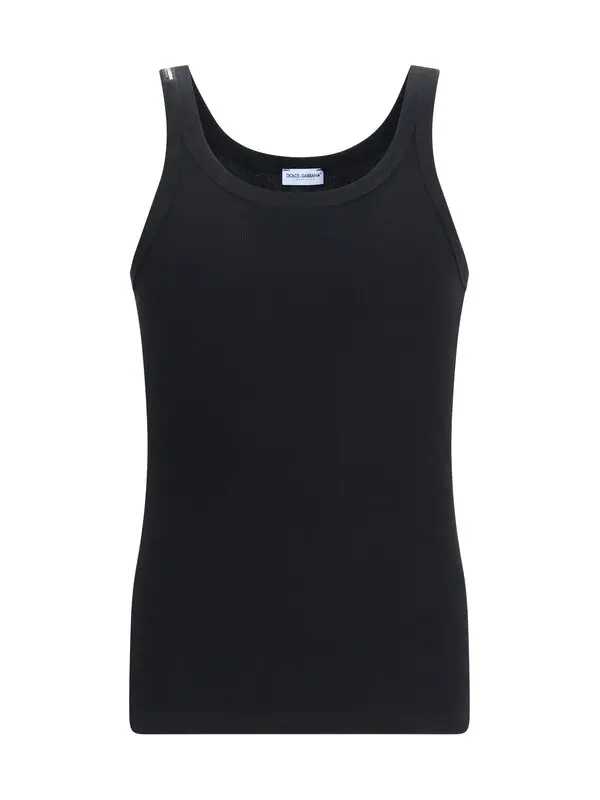 Dolce & Gabbana Marcello Ribbed Cotton Tank Top - Black