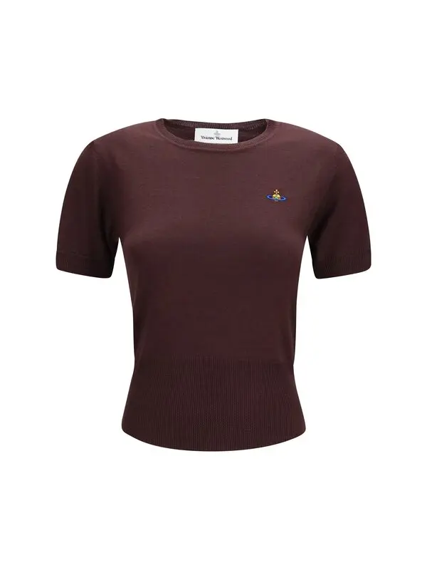 VIVIENNE WESTWOOD Bea Wool Knit Top With Orb Embroidery - Purple