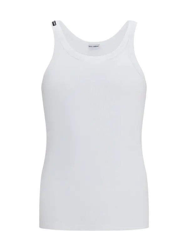 Dolce & Gabbana Marcello Ribbed Cotton Tank Top - White