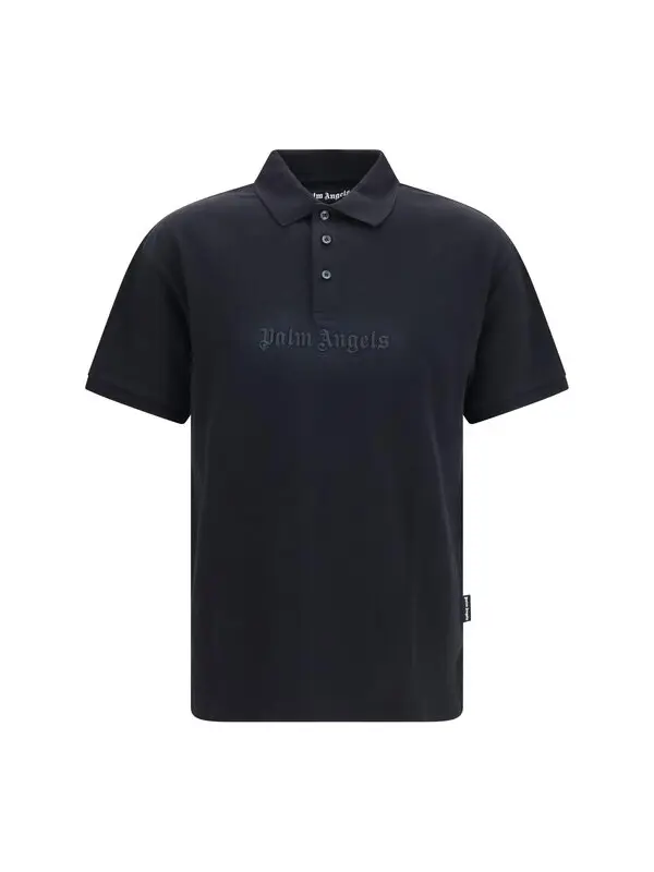 Palm Angels Cotton Polo With Embroidered Logo - Black