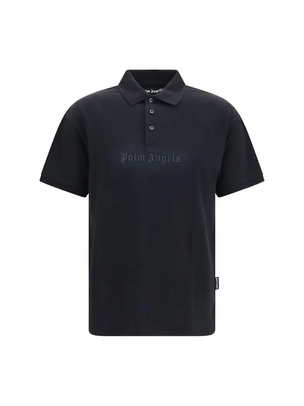 Palm Angels Cotton Polo With Embroidered Logo - Black