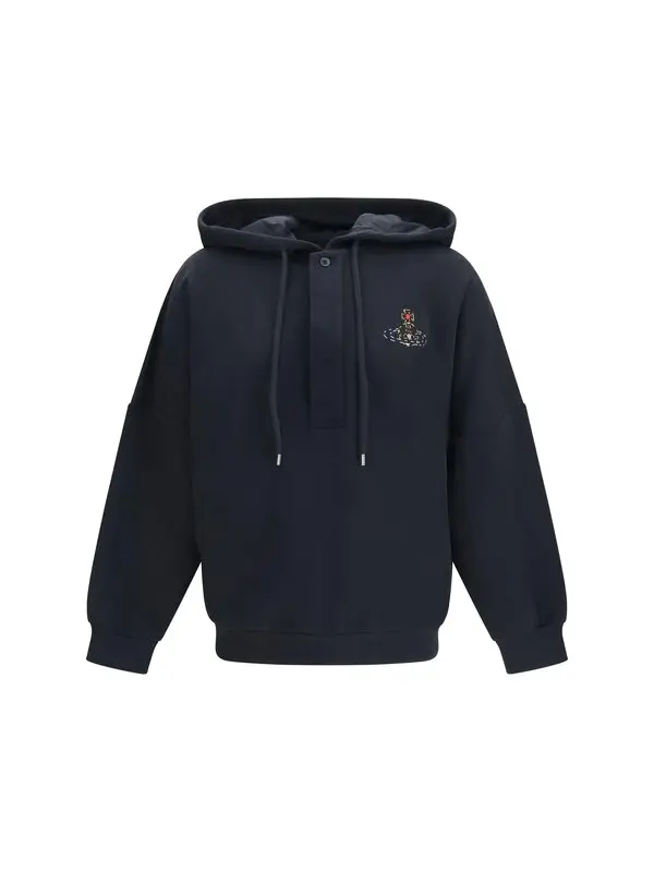 VIVIENNE WESTWOOD Batwing Hooded Sweatshirt With Embroidered Orb - Black