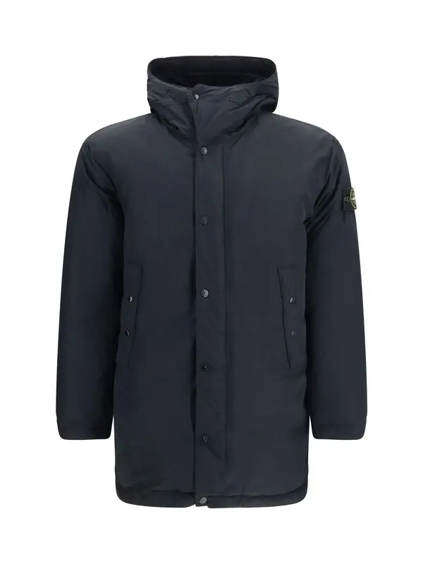 Stone Island Long Down Jacket With Hood