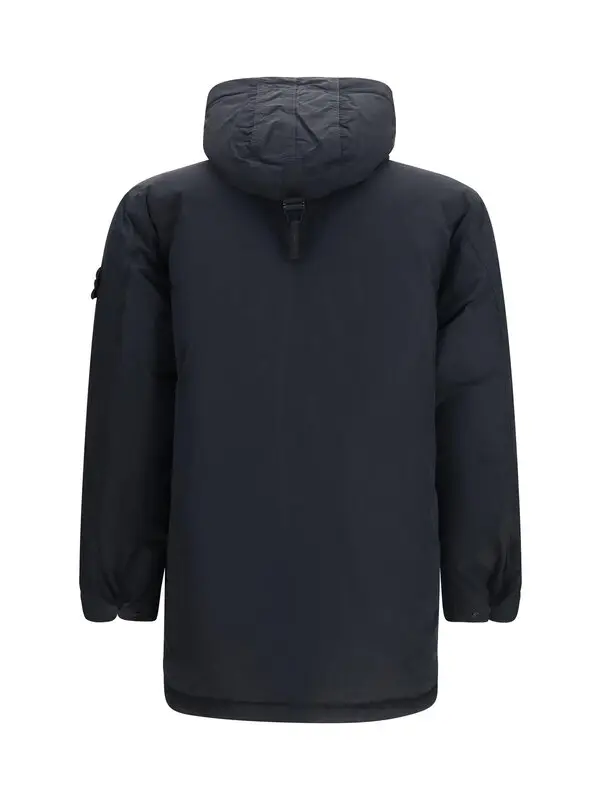 Stone Island Long Down Jacket With Hood