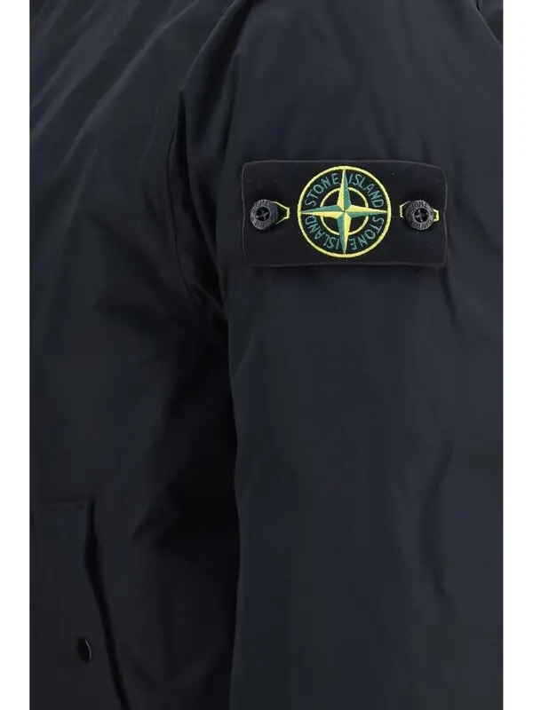 Stone Island Long Down Jacket With Hood