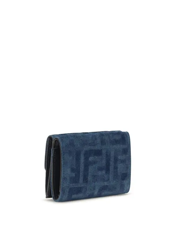 Fendi Trifold Wallet With Ff Monogram In Jacquard