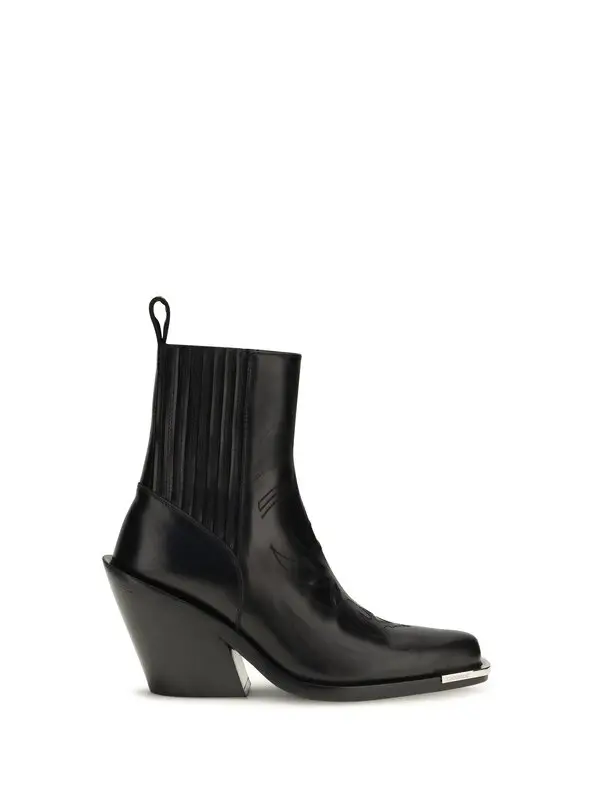 Rabanne Leather Cowboy Ankle Boots
