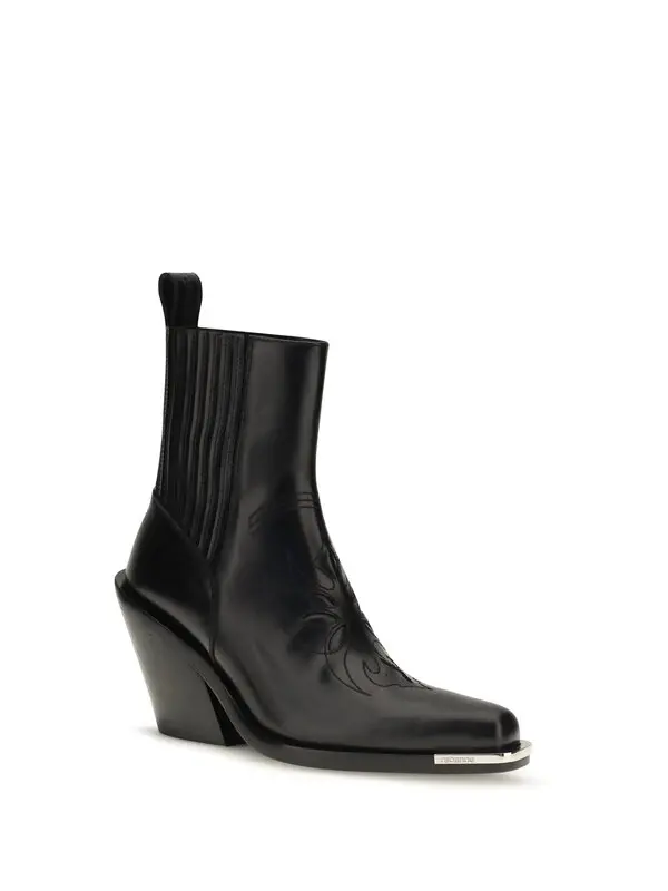 Rabanne Leather Cowboy Ankle Boots