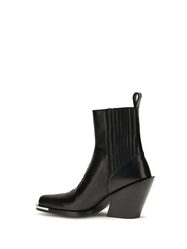 Rabanne Leather Cowboy Ankle Boots