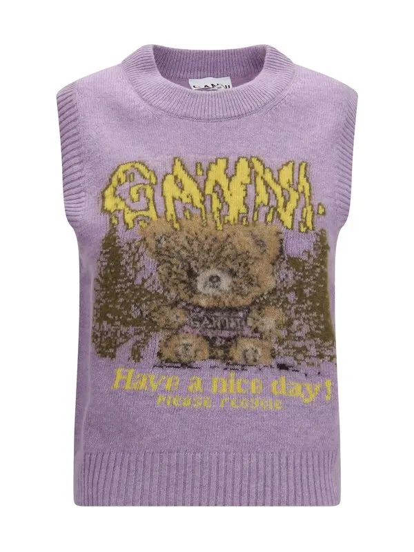 GANNI Teddy Alpaca And Wool-blend Vest - Gray