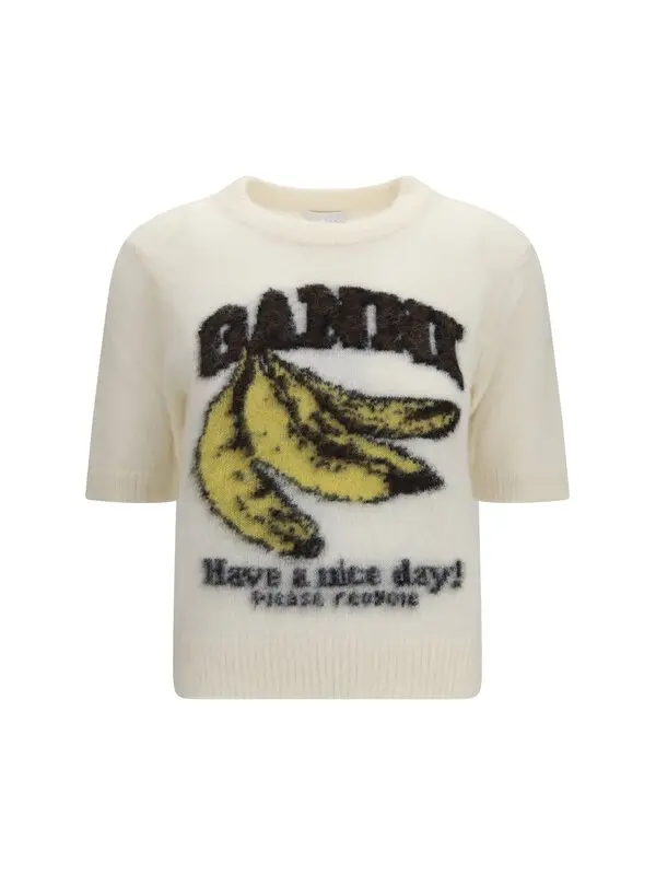 GANNI Graphic Alpaca Knit T-shirt - Multicolor