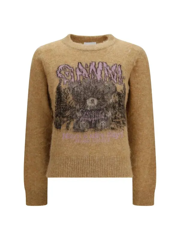 GANNI Teddy Brushed Alpaca Crewneck Sweater