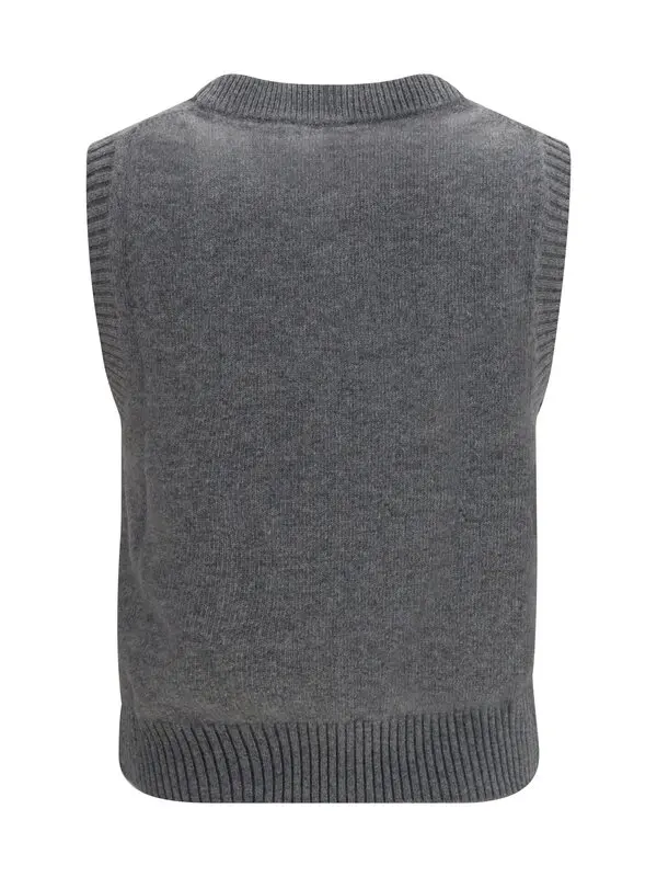 GANNI Wool Floral Knit Vest - Gray