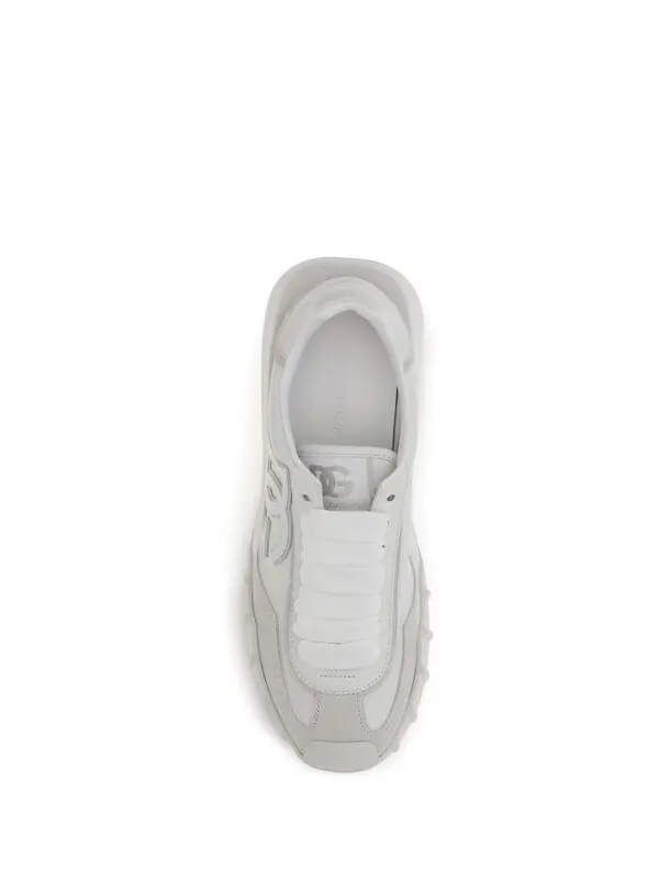 Dolce & Gabbana Athletic Fabric And Leather Lace-up Sneakers - White