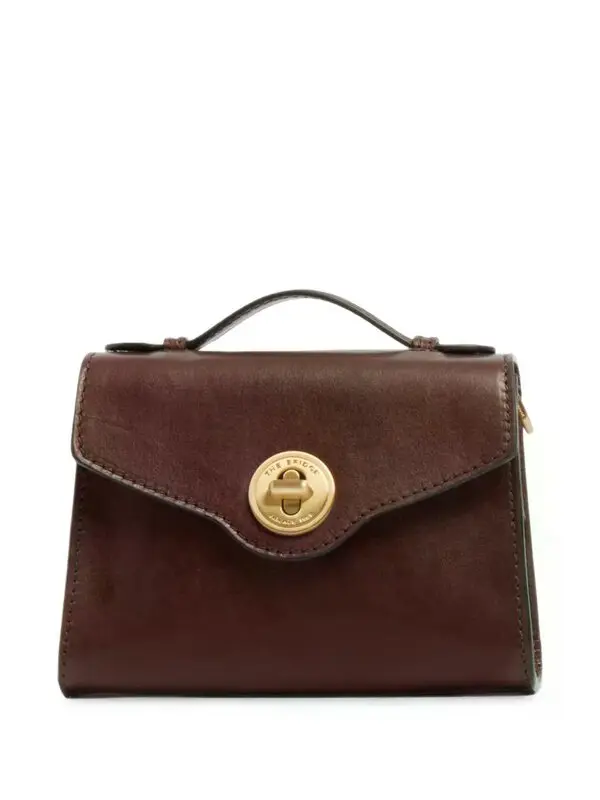 THE BRIDGE Twist-lock Leather Tote Bag - Brown