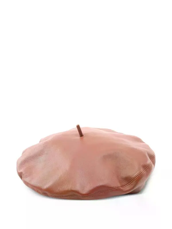 Dior Leather Beret Hat - Brown