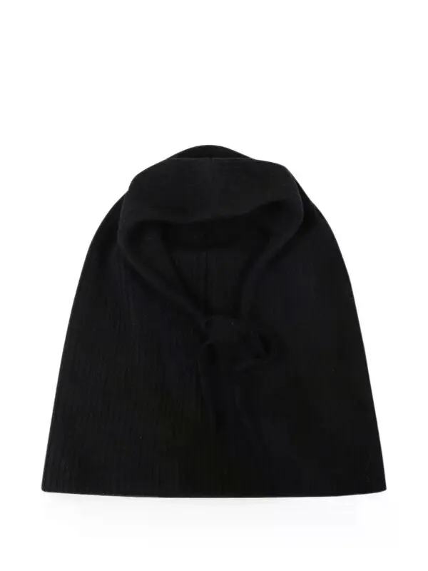 Federica Tosi Ribbed-knit Drawstring Balaclava - Black