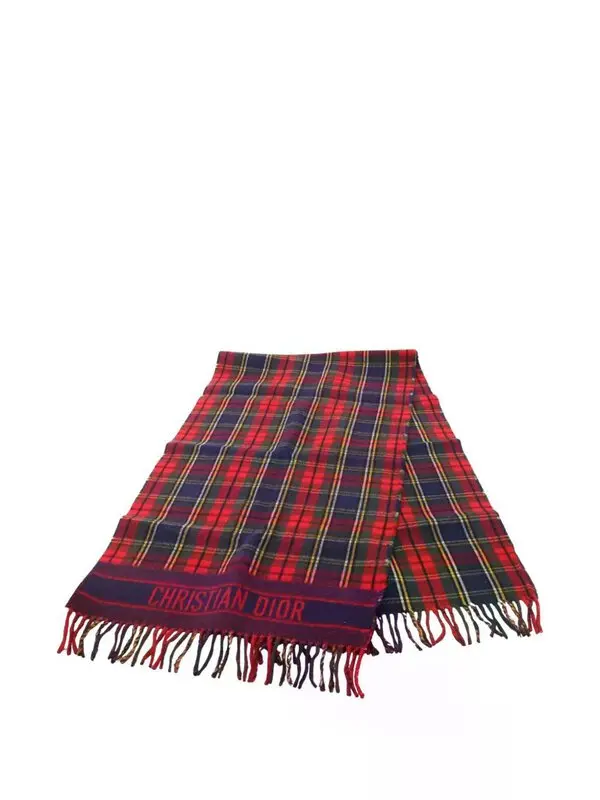 Dior 2010s Check-print Scarf - Red