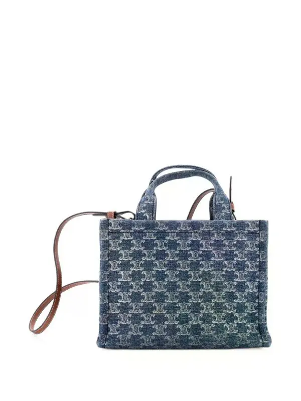 Celine Cabas Thais Triomphe Printed Canvas Small Tote Bag - Blue