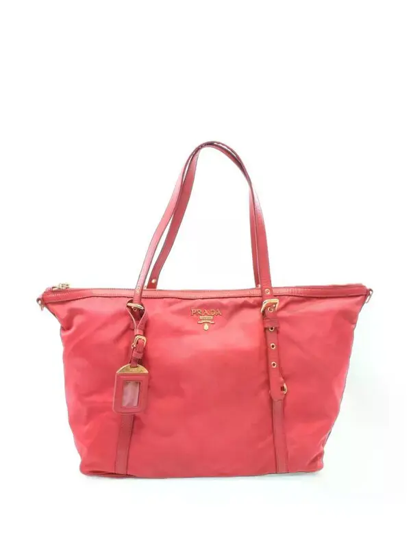Prada 2000s Buckled Tote Bag - Red