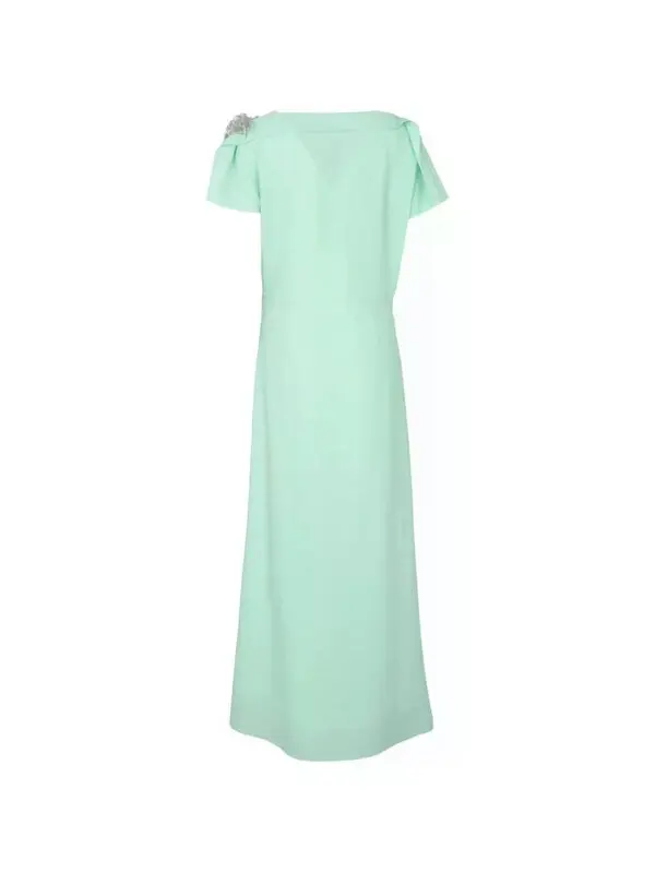 LOODYANA Beaded Shoulder Pleated Sleeve Maxi Dress