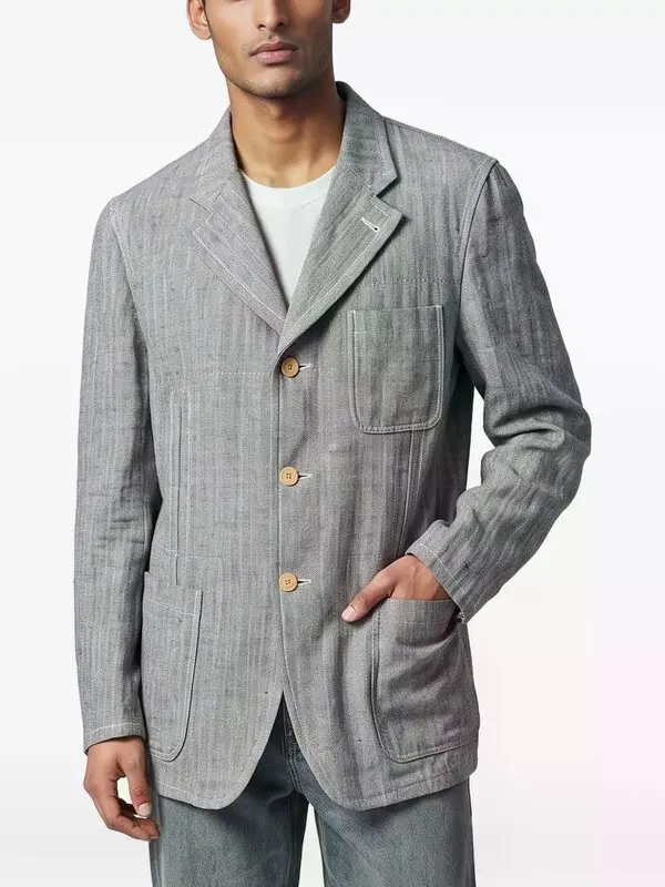 Comme Des Garçons Tailored Blazer With Graphic Print And Herringbone Detail