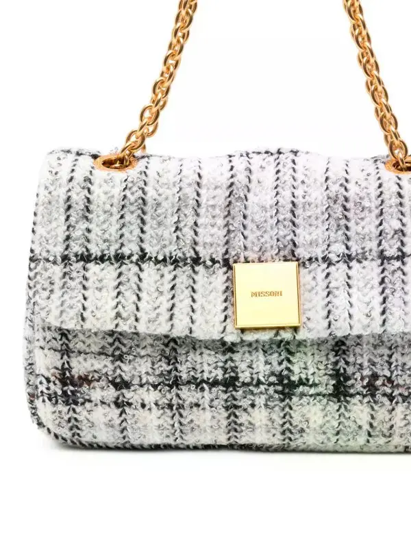 Missoni Caperdoni Check Knitted Shoulder Bag - White