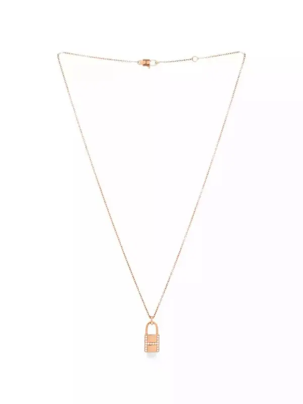 Hermès Amulettes Cadenas Pendant 18k Rose Gold With Diamonds Necklace - Pink