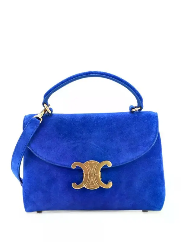 Celine Nino Top Handle Bag Suede Teen Shoulder Bag - Blue