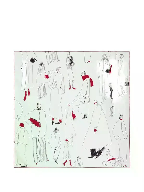 POTAMY Graphic-print Silk Scarf - Neutrals