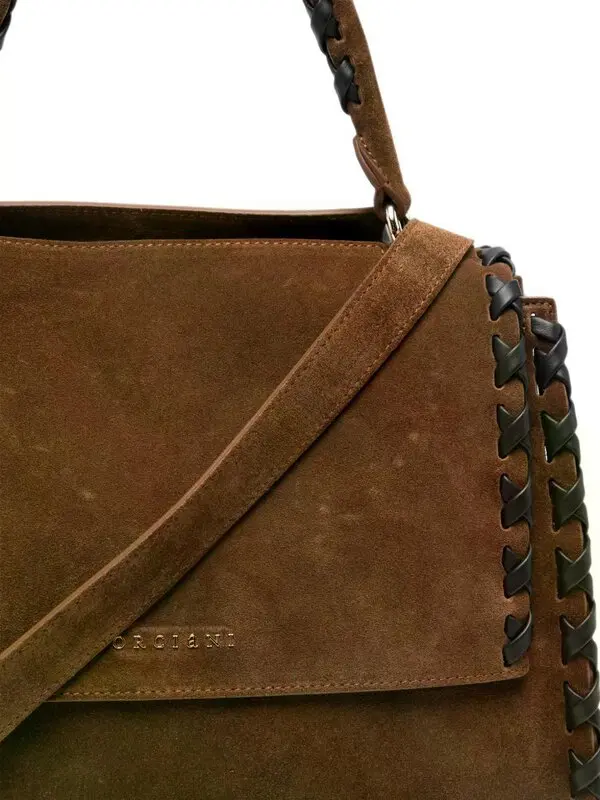 Orciani Suede Shoulder Bag With Braided Trim