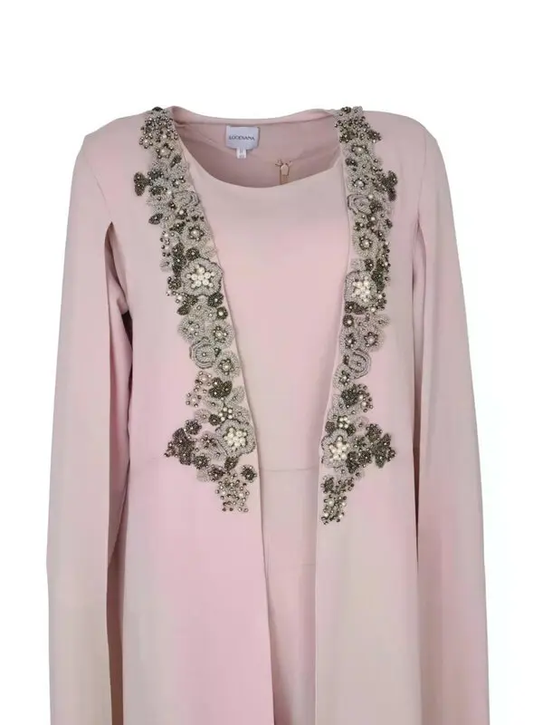 LOODYANA Bead-embellished Cape Maxi Dress