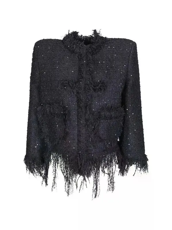 Matieres Fecales Sequin-embellished Frayed Jacket - Black