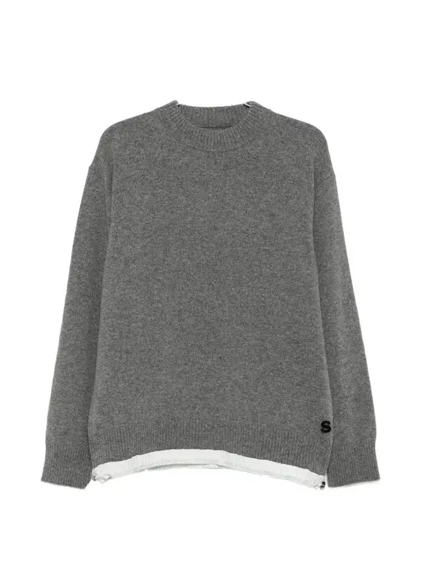 Sacai Logo-patch Drawstring Sweater - Grey