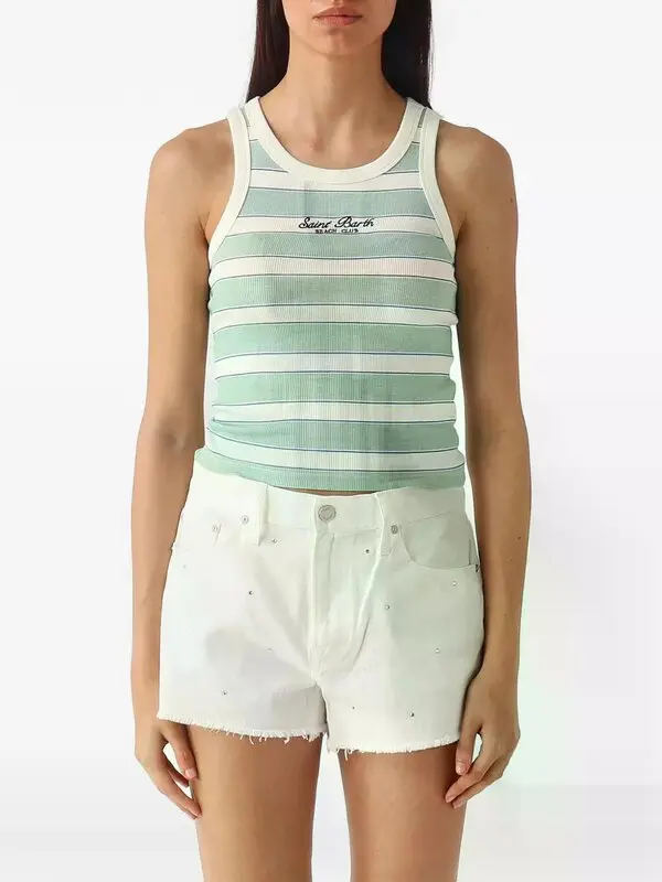 MC2 SAINT BARTH Ada Striped Ribbed-knit Tank Top