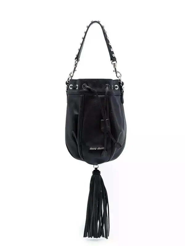 Miu Miu Nappa Crystal Embellished Handle Bucket Bag Satchel