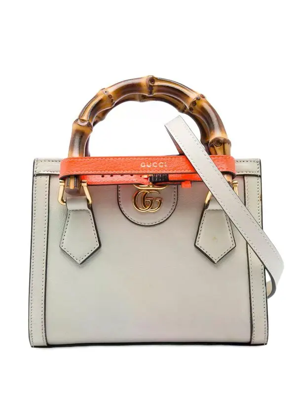 Gucci Mini Calfskin Bamboo Diana Satchel - White