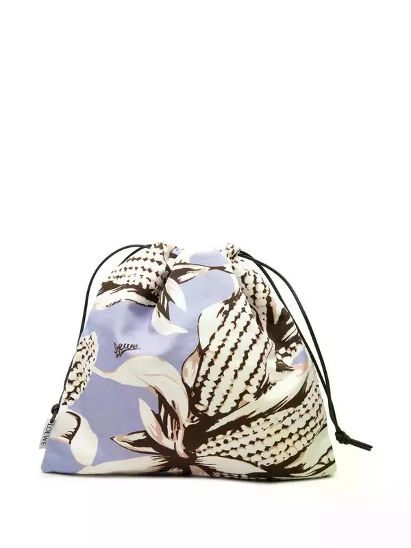 Loewe 2026 Paulas Ibiza Canvas Corn Print Drawstring Pouch - White